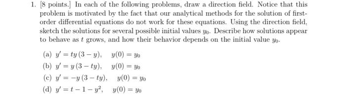 Solved 1. [8 points.] In each of the following problems, | Chegg.com