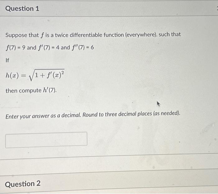 Solved Question 1 Suppose that f is a twice differentiable | Chegg.com