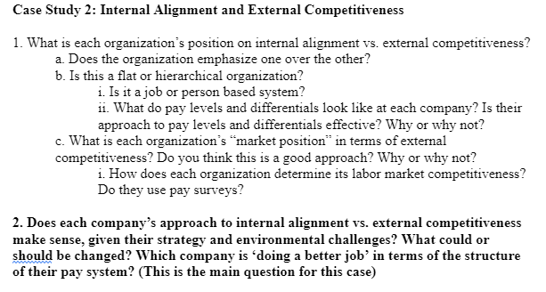 Solved Case Study 2: Internal Alignment and External | Chegg.com