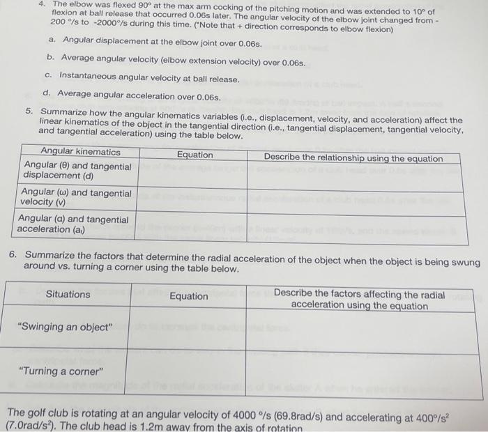 Solved 4. The elbow was flexed 90∘ at the max arm cocking of | Chegg.com