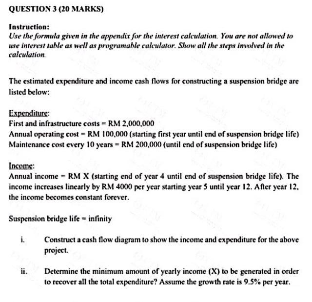 Solved QUESTION 3 (20 MARKS) Instruction: Use the formula | Chegg.com