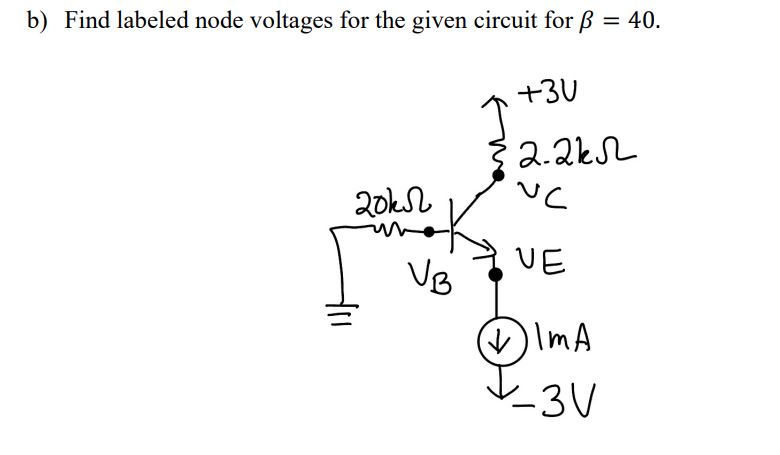 Solved b) ﻿Find labeled node voltages for the given circuit | Chegg.com