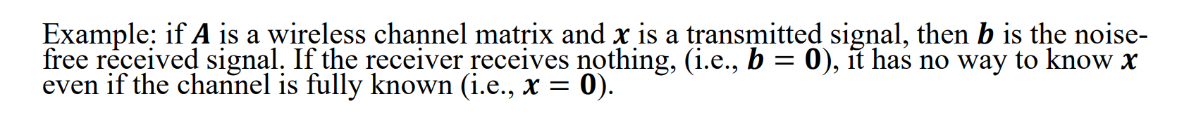 Solved Example: if A ﻿is a wireless channel matrix and x ﻿is | Chegg.com