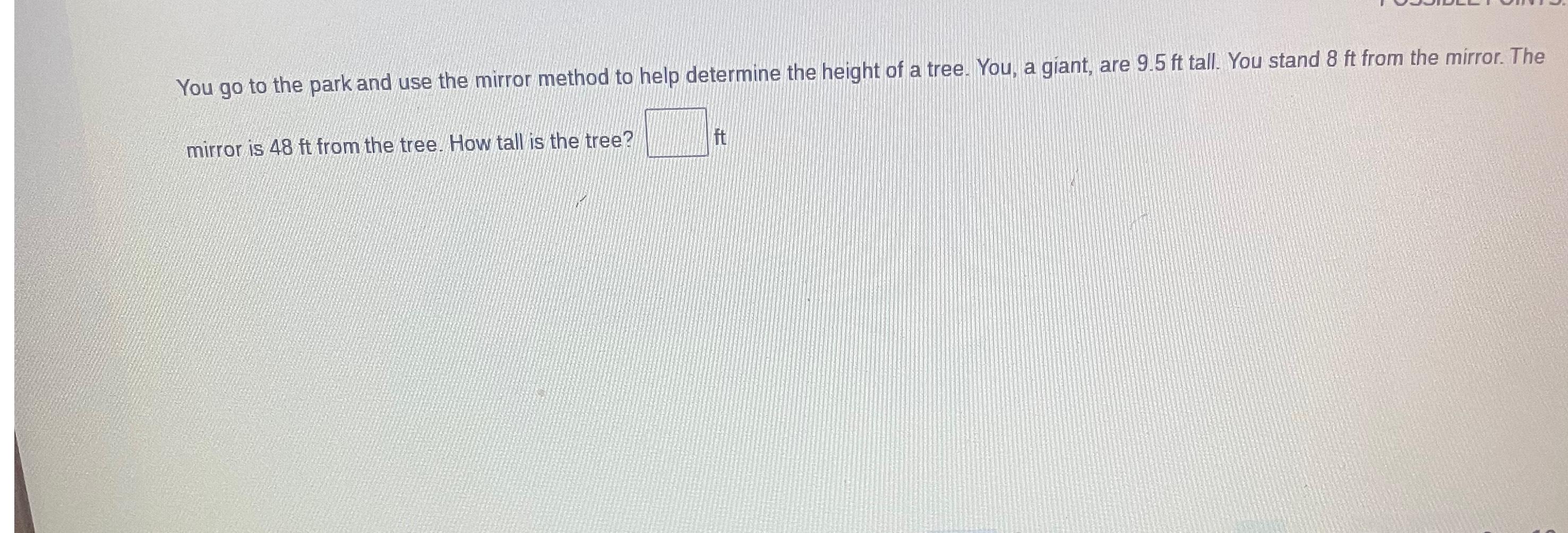 Solved You go to the park and use the mirror method to help | Chegg.com