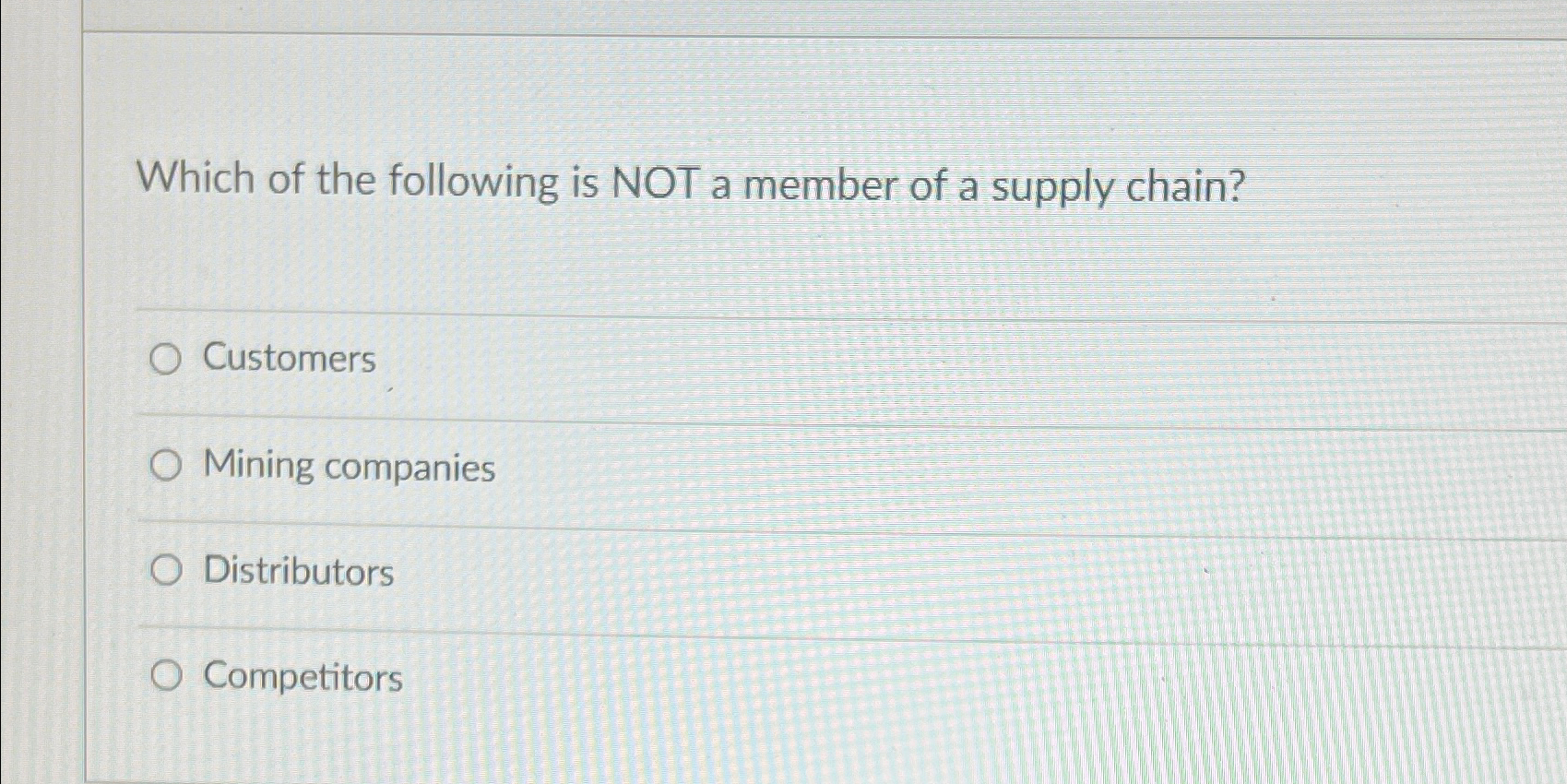 Solved Which of the following is NOT a member of a supply | Chegg.com