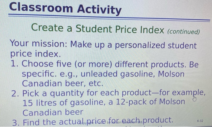 Solved Classroom Activity Create a Student Price Index | Chegg.com