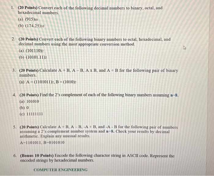 Solved please give the full work for each answer as the work | Chegg.com