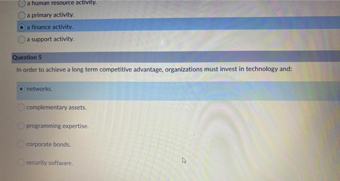 Solved a human resource activity. a primary activity a | Chegg.com