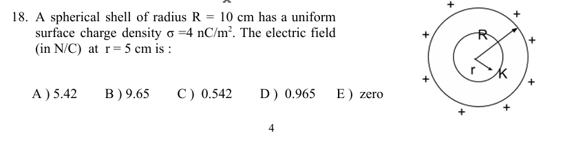 Solved A spherical shell of radius R=10cm ﻿has a uniform | Chegg.com
