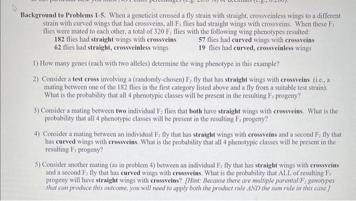 Solved Background to Problems 1-5. When a geneticist crossed | Chegg.com