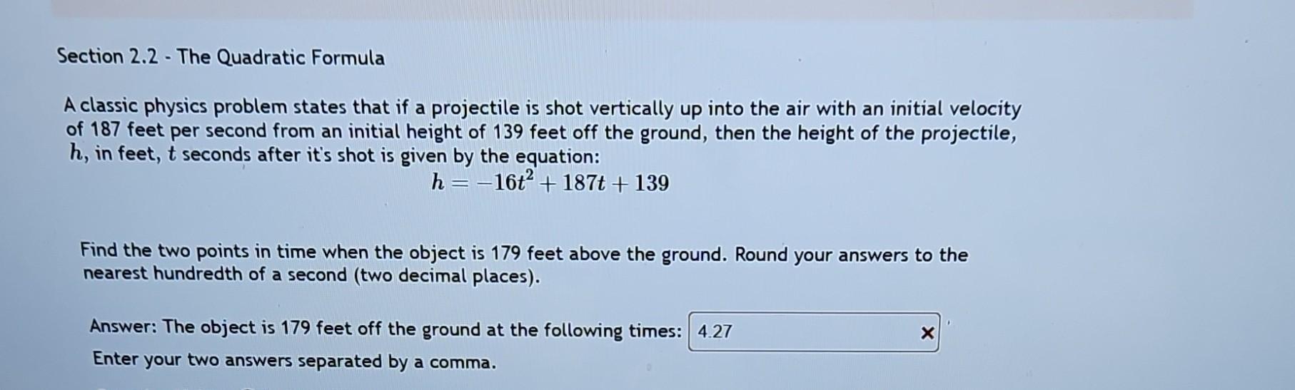 Solved A classic physics problem states that if a projectile | Chegg.com