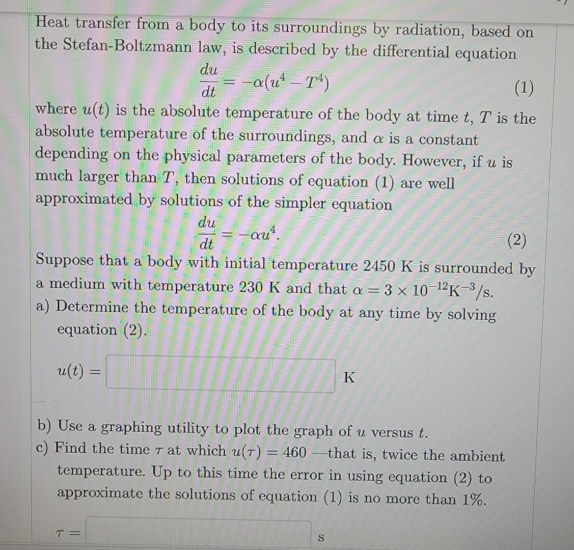Solved Heat transfer from a body to its surroundings by | Chegg.com