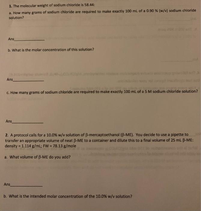 Solved b. What is the molar concentration of this solution? | Chegg.com