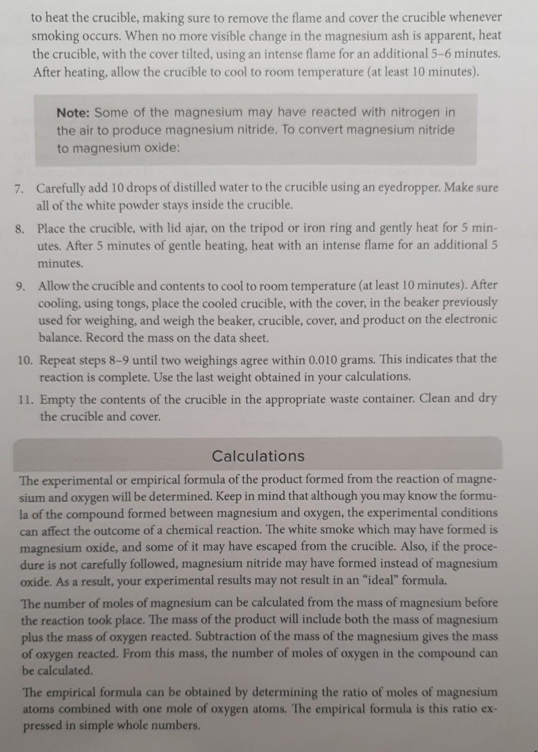 Solved 1. Obtain a crucible and cover and a clay triangle | Chegg.com