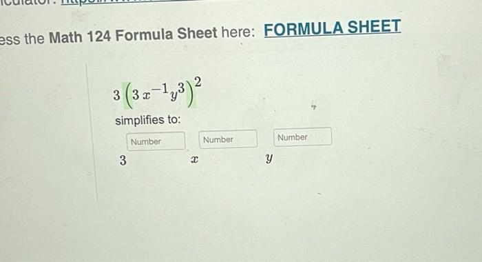 Solved the Math 124 Formula Sheet here: FORMULA SHEET | Chegg.com