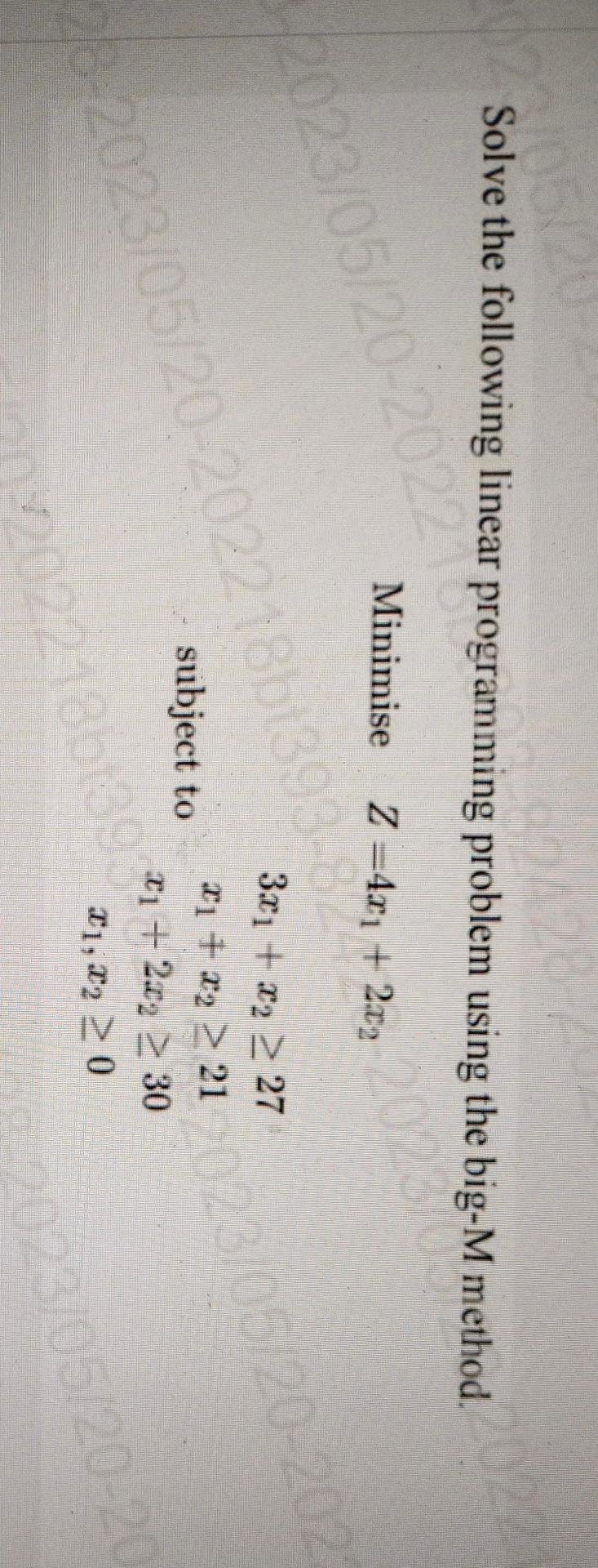 Solved Solve The Following Linear Programming Problem Using 9941