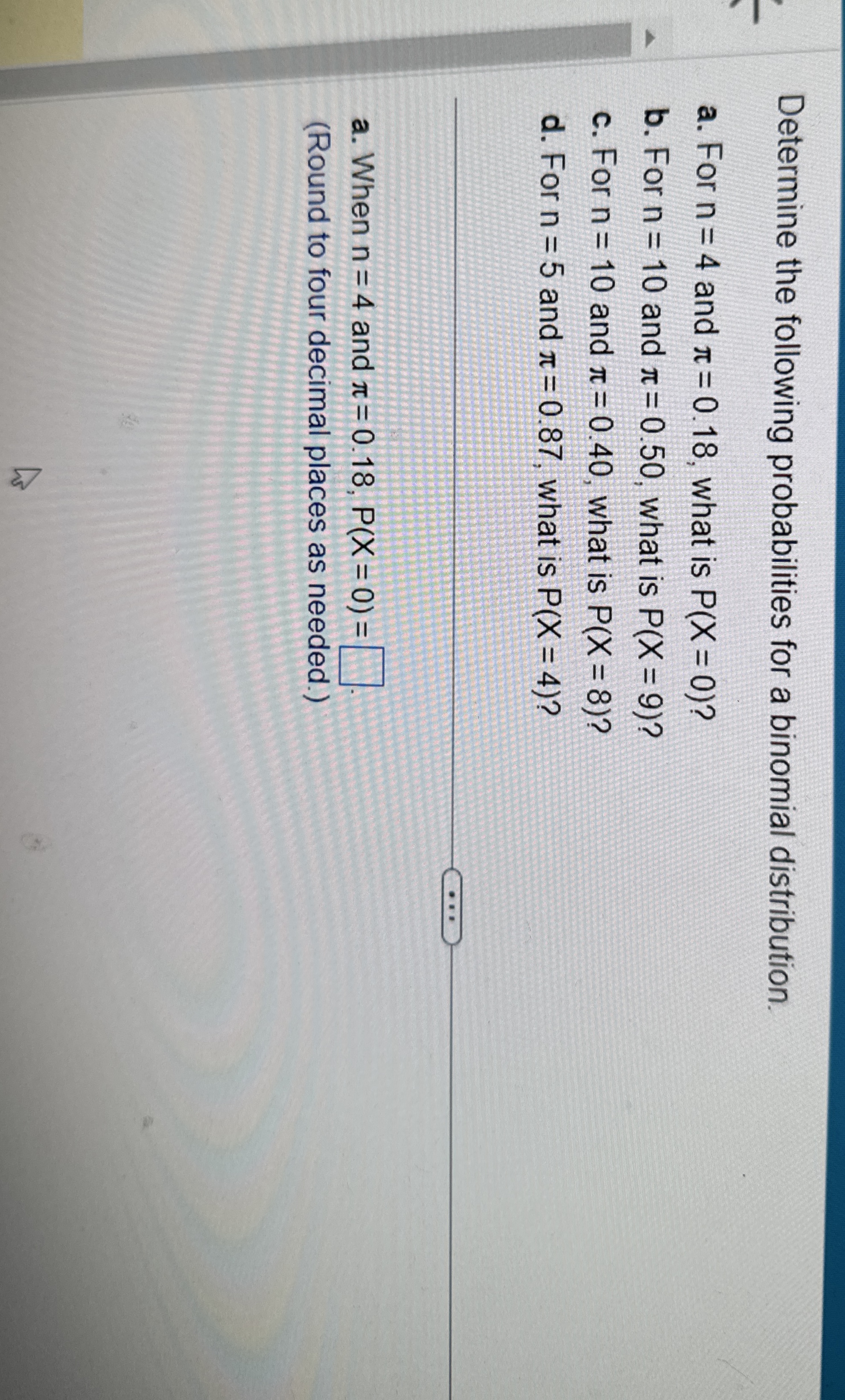 Solved Determine the following probabilities for a binomial | Chegg.com