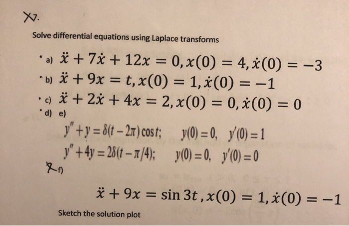 Solved Solve differential equations using Laplace transforms | Chegg.com
