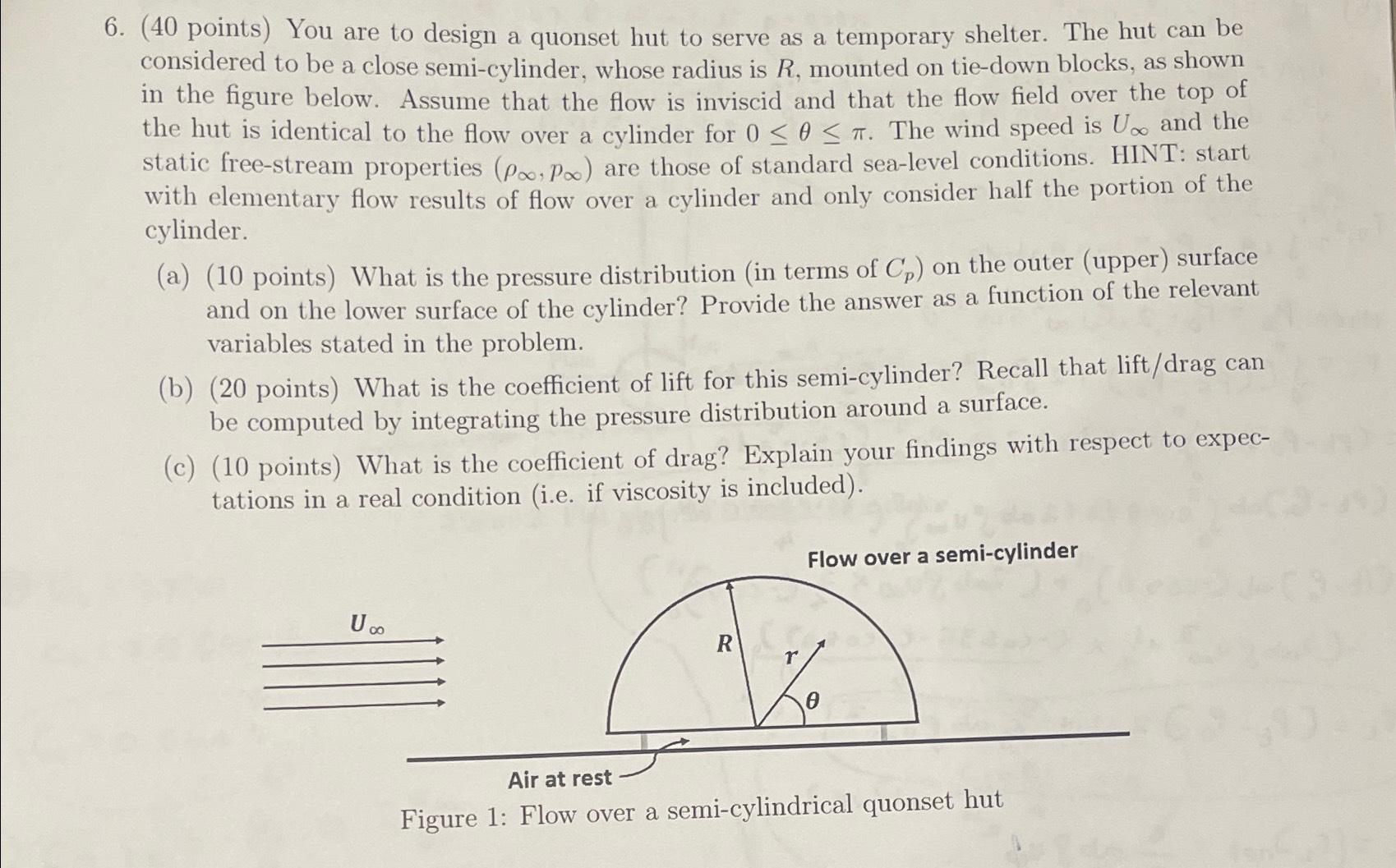 Solved (40 ﻿points) ﻿You are to design a quonset hut to | Chegg.com