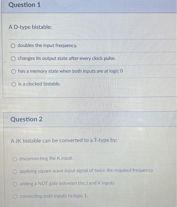 Solved A D-type bistable: doubles the input frequency. | Chegg.com