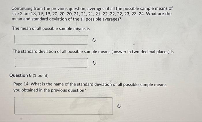 Solved Continuing from the previous question, averages of | Chegg.com