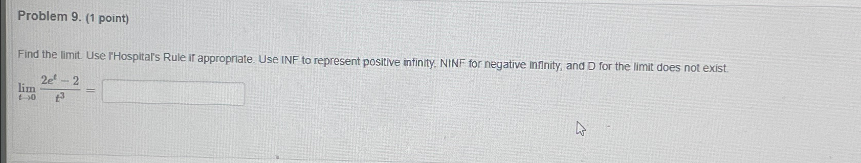 Solved Problem 9. (1 ﻿point)Find the limit. ﻿Use | Chegg.com