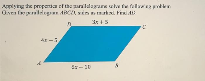 Solved Applying the properties of the parallelograms solve | Chegg.com
