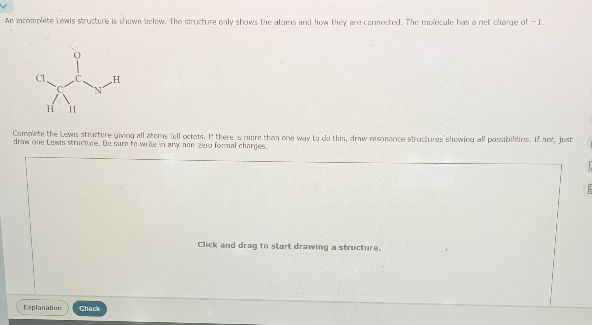 Solved An incomplete Lewis structure is shown below. The | Chegg.com