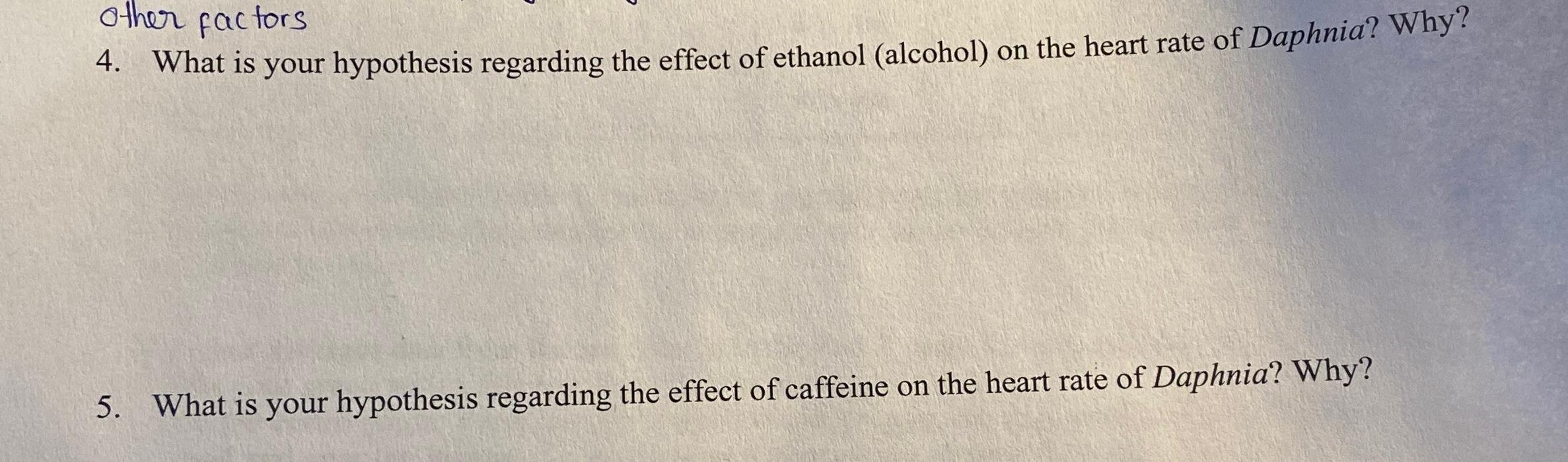 Solved other factors4. ﻿What is your hypothesis regarding | Chegg.com