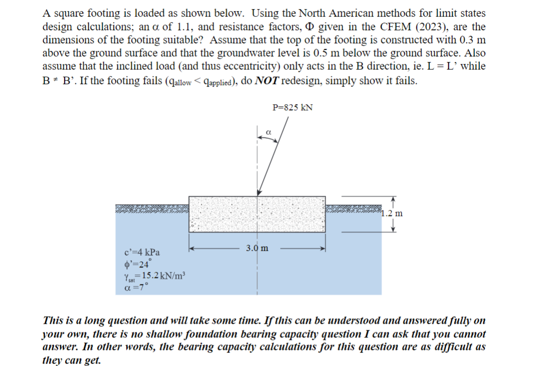 Solved A square footing is loaded as shown below. Using the | Chegg.com