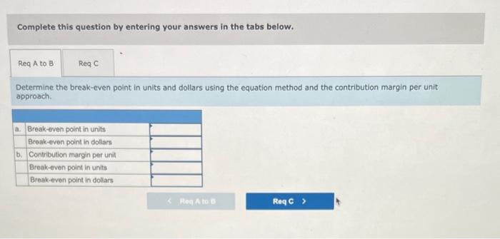 Solved Problem 11-28A (Algo) Determining the break-even | Chegg.com