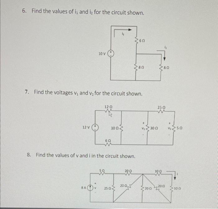 Solved 6. Find the values of i1 and i2 for the circuit | Chegg.com