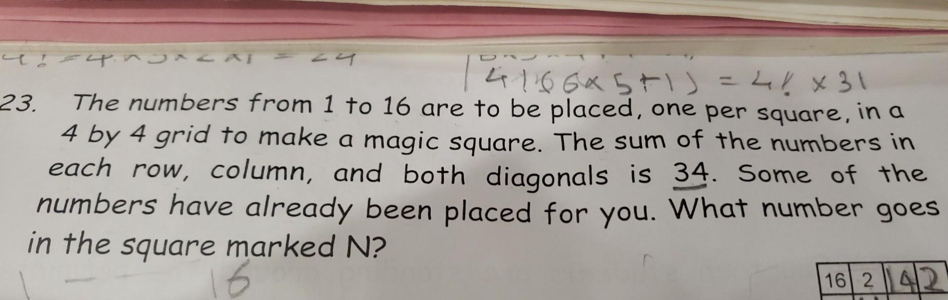 3. The numbers from 1 to 16 are to be placed, one per | Chegg.com