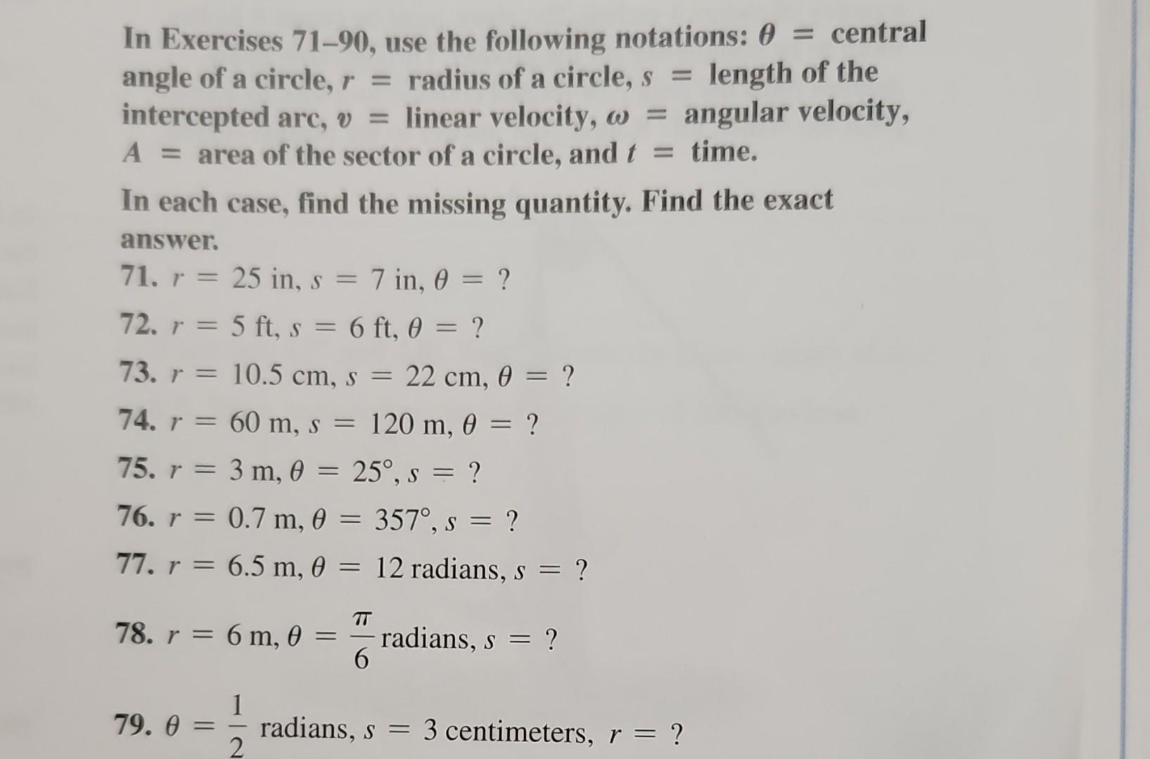Solved In Exercises 71-90, use the following notations: θ= | Chegg.com