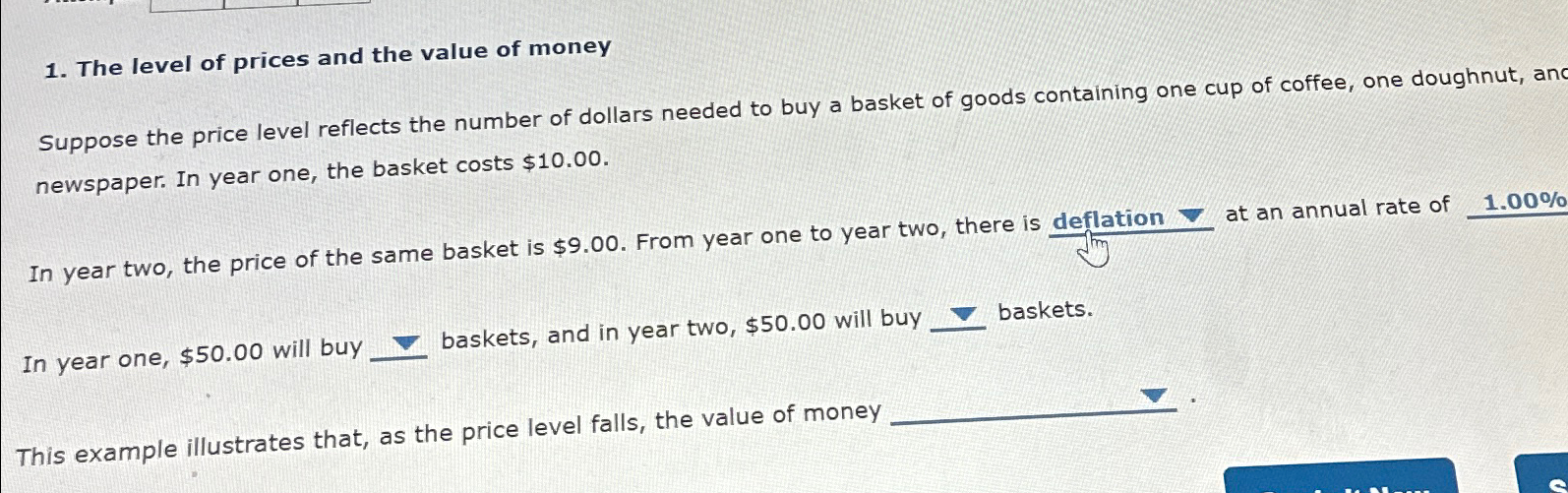 Solved The level of prices and the value of moneySuppose the | Chegg.com