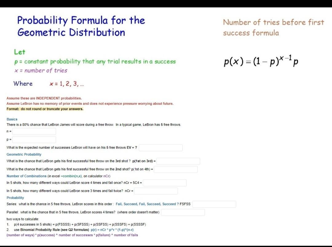 Solved Probability Formula for the Geometric Distribution | Chegg.com