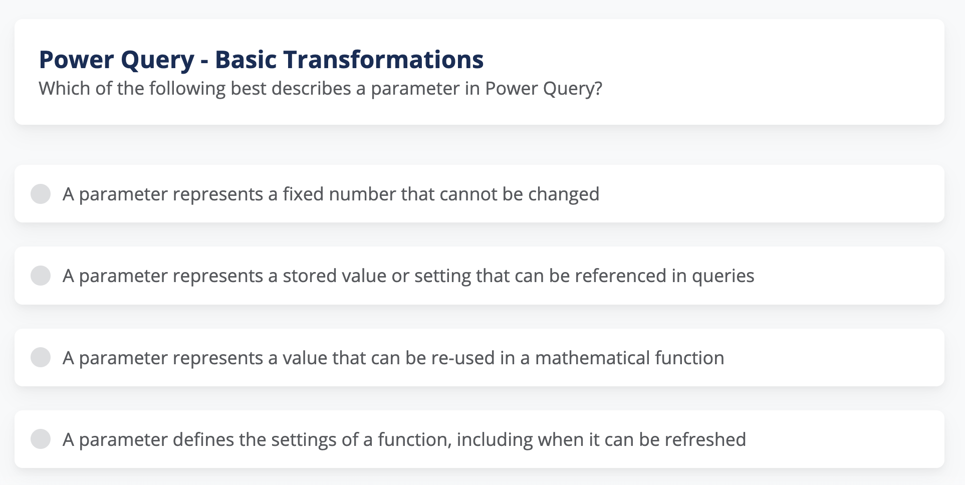 Solved Power Query - ﻿Basic TransformationsWhich of the | Chegg.com