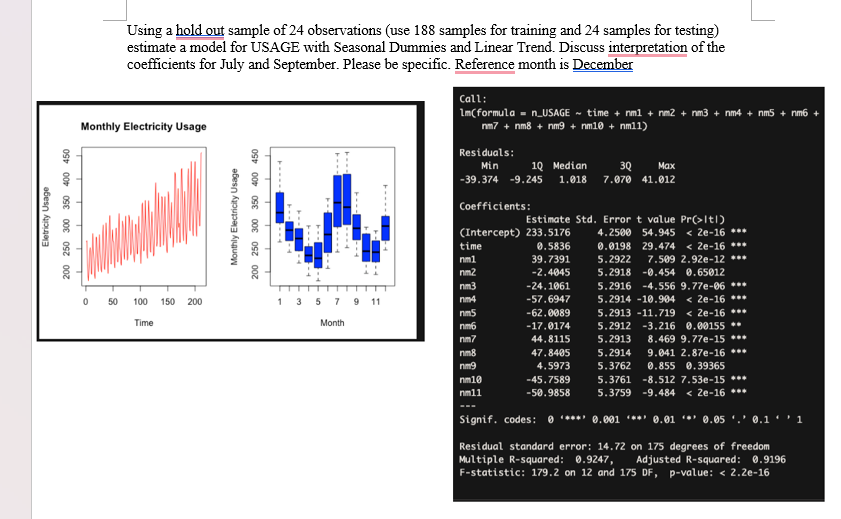 Solved Using a hold out sample of 24 ﻿observations (use 188 | Chegg.com