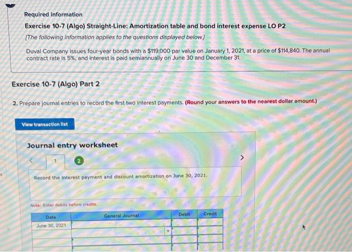 Solved Required information Exercise 10-7 (Algo) | Chegg.com