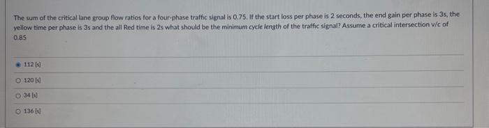 The sum of the critical lane group flow ratios for a | Chegg.com
