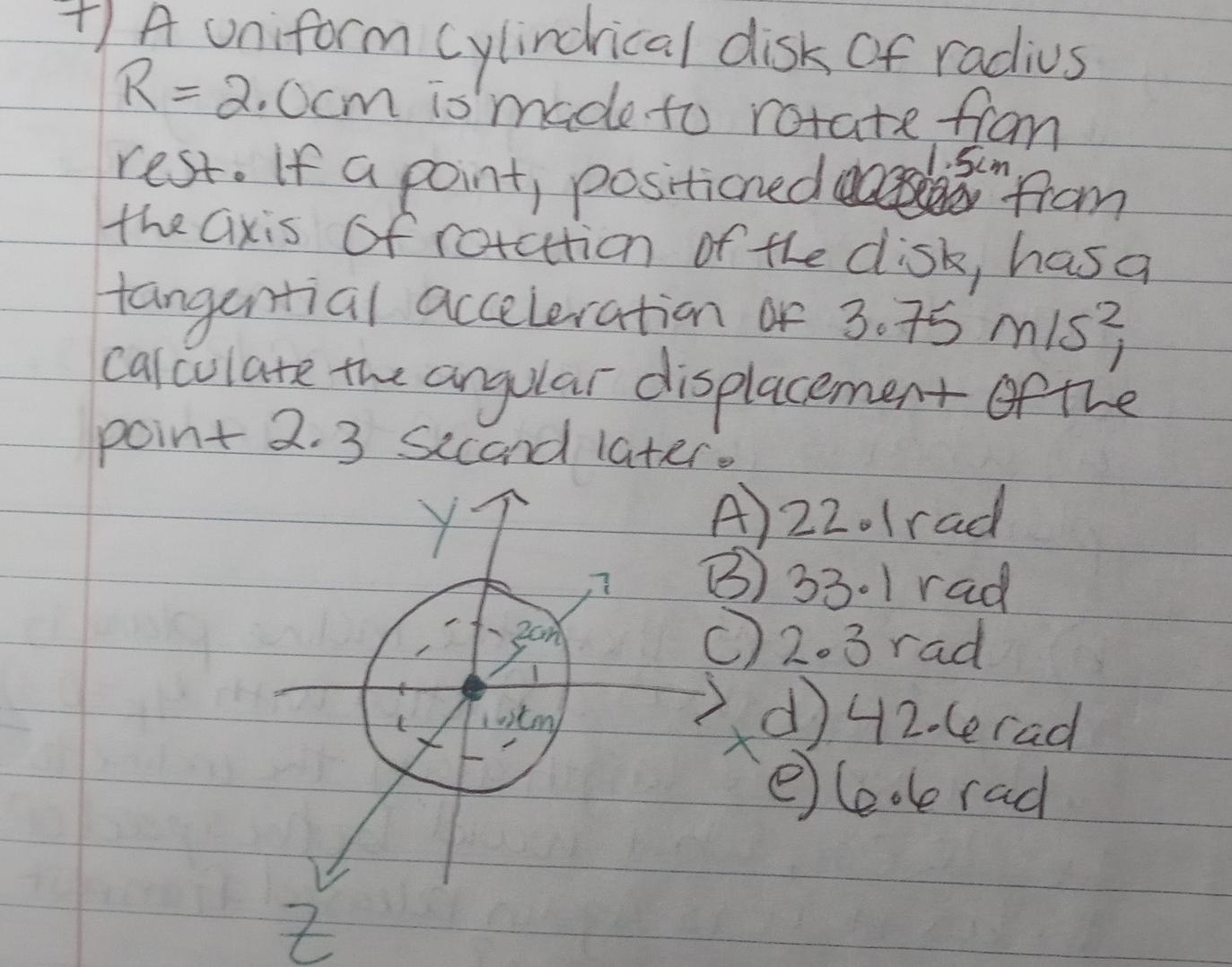 Solved + A uniform Cylindrical disk of radius R=2.0cm is | Chegg.com