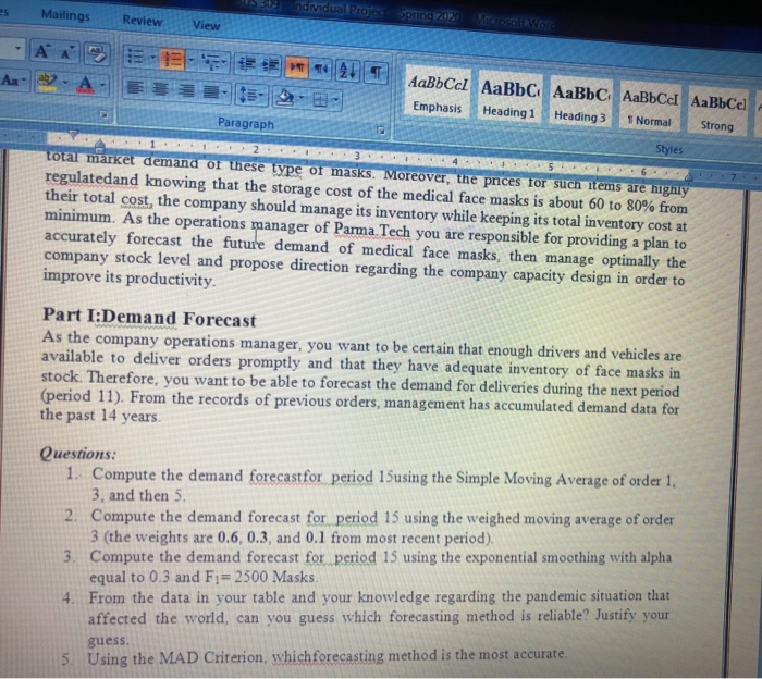 Case Study: Demand Forecast, Inventory Management and | Chegg.com