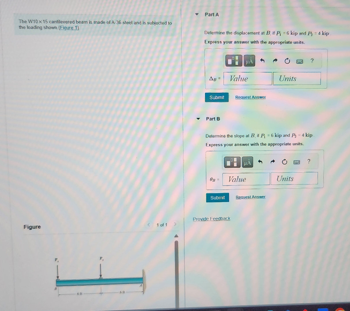 Solved The W10 15 ﻿cantilevered beam is made of A-36 ﻿steel | Chegg.com