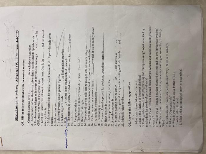 Solved MSc Computer Science - Advanced OS - First Exam | Chegg.com