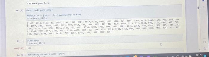 Solved Problem 2: Generating a list of random integers The | Chegg.com