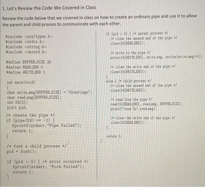 Solved 1. Let's Review the Code We Covered in Class Review | Chegg.com