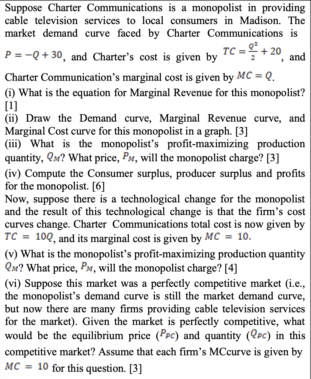 Solved Suppose Charter Communications is a monopolist in | Chegg.com
