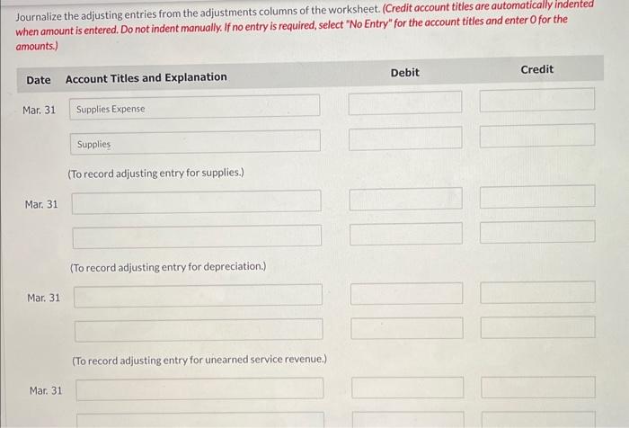 Solved journalize the adjusting entries from the adjustments | Chegg.com