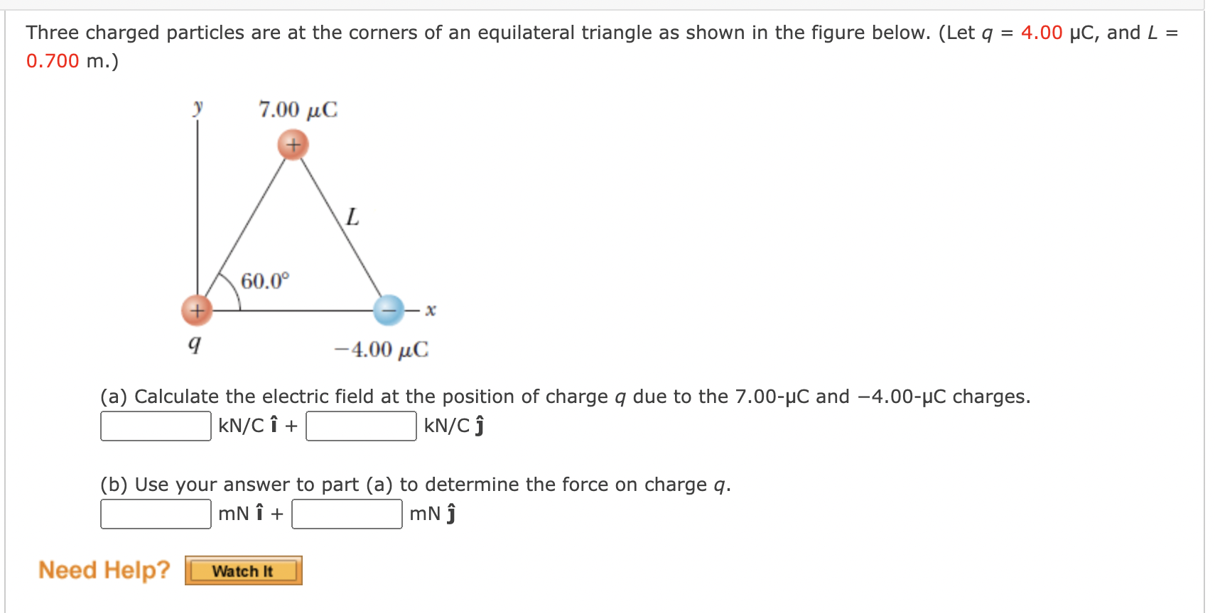 Solved Three charged particles are at the corners of an | Chegg.com