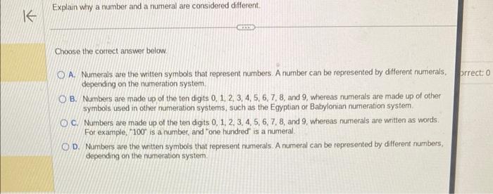 Solved Explain why a number and a numeral are considered | Chegg.com